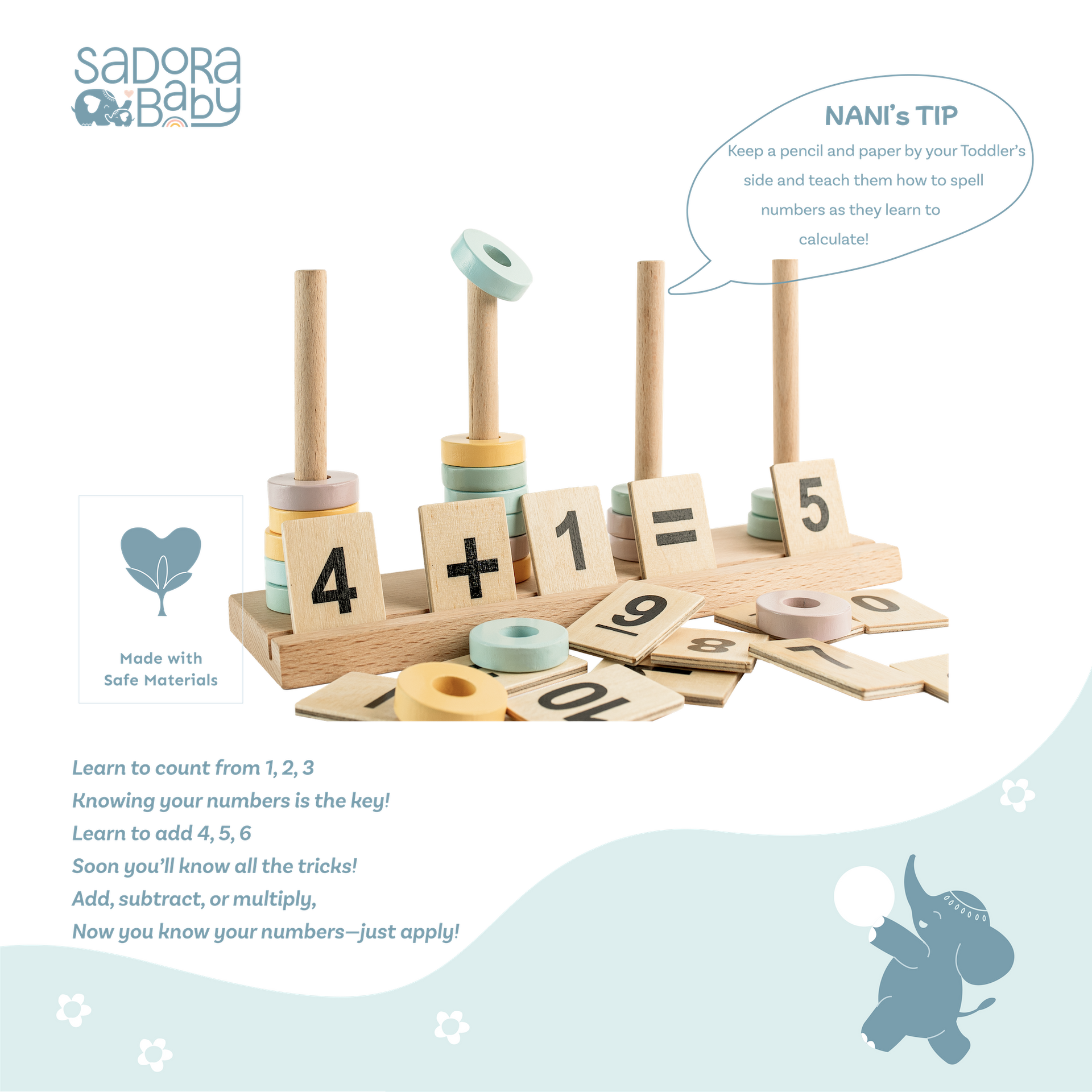 Buy Math Genius Abacus Counting Wooden Toy Level 1 Online – Sadora Baby