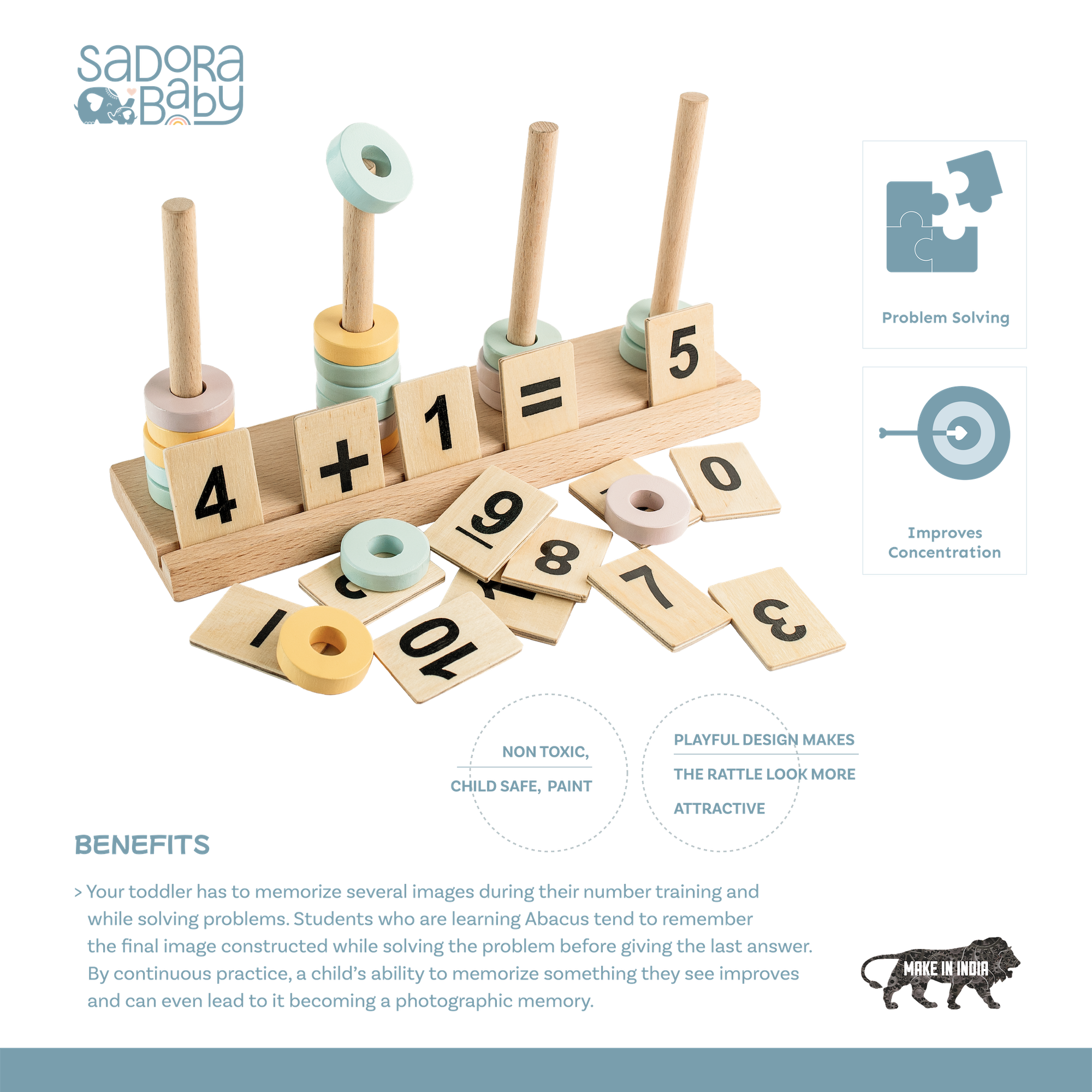 Buy Math Genius Abacus Counting Wooden Toy Level 1 Online – Sadora Baby